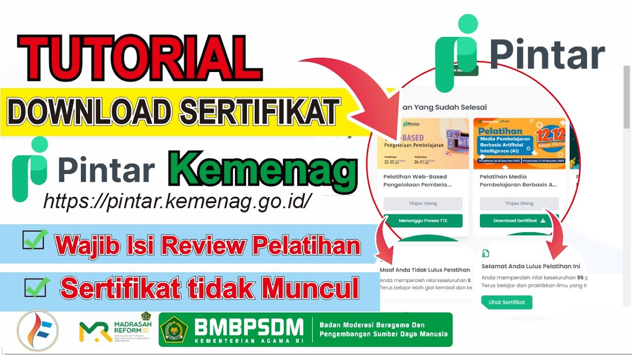 Cara Download Sertifikat Pelatihan di Pintar Kemenag | Pelatihan MOOC Pintar Kemenag - YouTube
