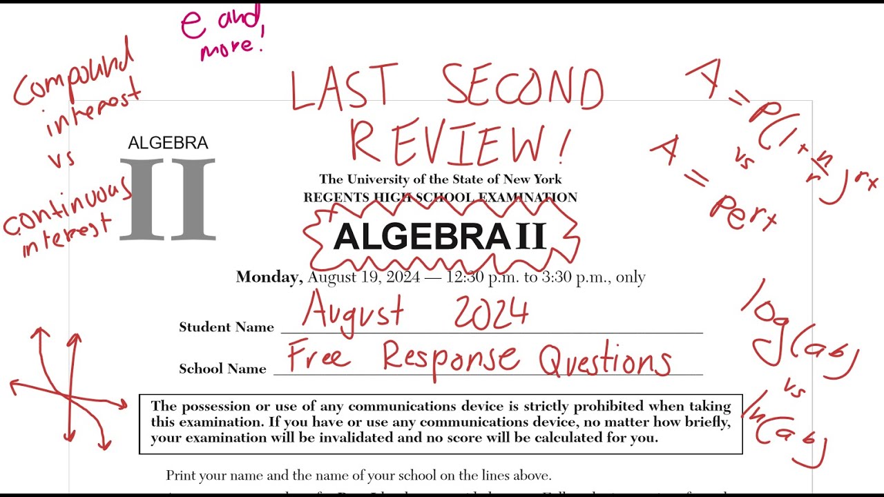 August 2024 Algebra 2 Regents review (Part IV #37) - YouTube
