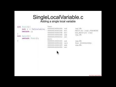 Local Variables: SingleLocalVariable.c Intro - Architecture 1001: x86-64 Assembly - YouTube