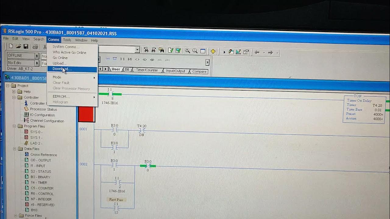 Tutorial Download program RSlogix 500 PLC Allen Bradley - YouTube