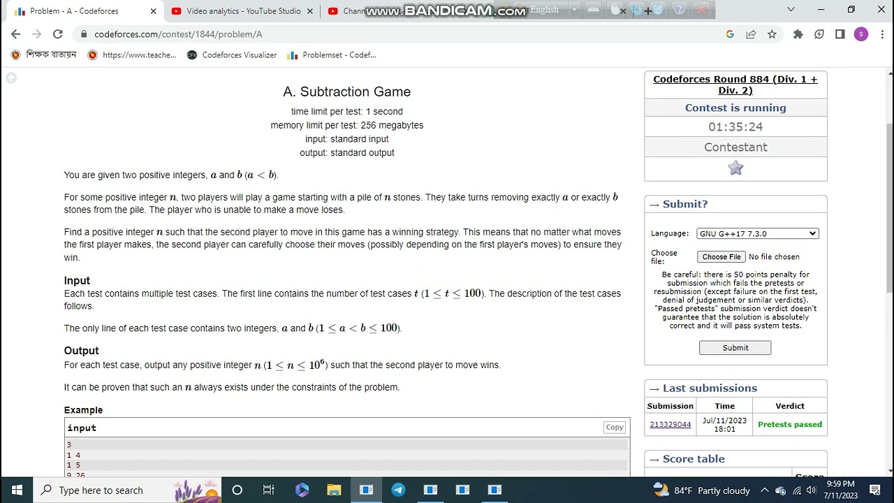 A Subtraction Game Codeforces Round 884 Div 1 Div 2 YouTube A Subtraction Game Codeforces Round 884 Div 1 Div 2 YouTube