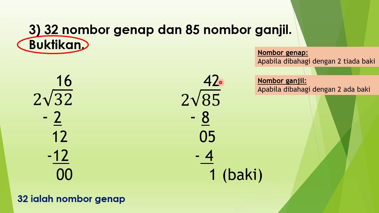 Matematik Tahun 4 (nombor genap dan nombor ganjil ) - YouTube