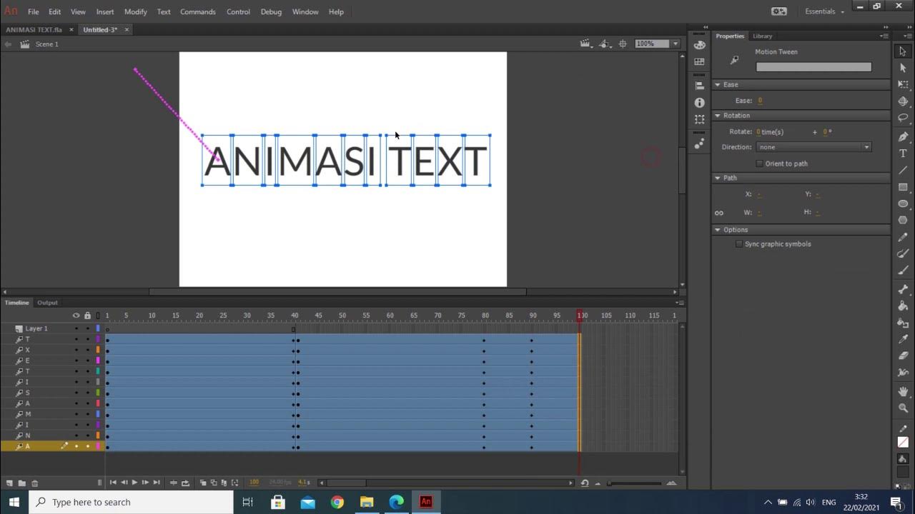 MEMBUAT ANIMASI TEXT PADA ADOBE ANIMATE - YouTube