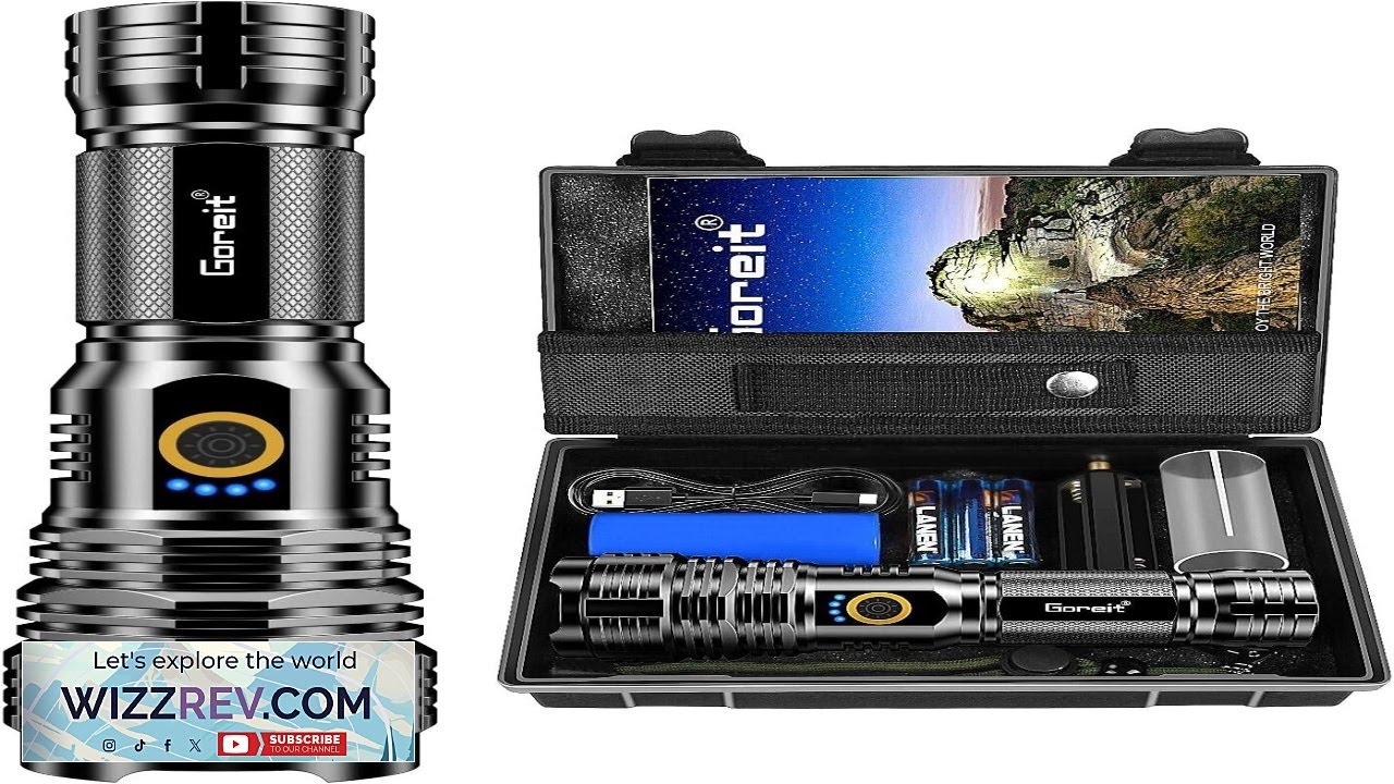 Flashlights LED High Lumens Rechargeable Goreit 950000 Lumens XHP70.2 ...