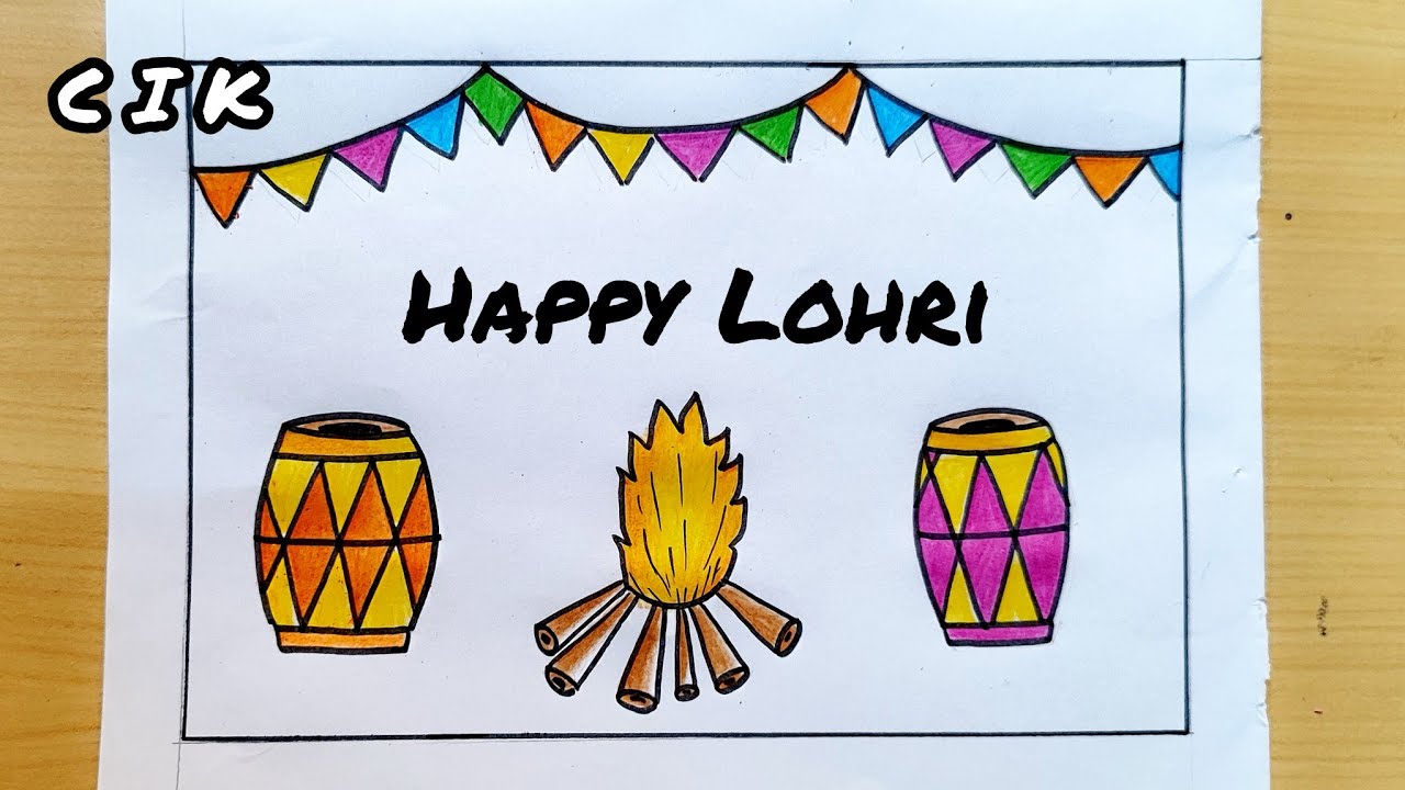 Lohri Drawing easy | Lohri festival Drawing | Happy lohri Drawing | How ...