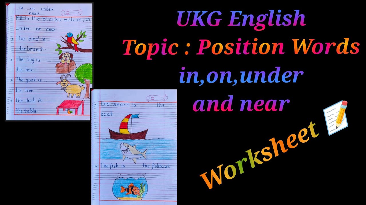 UKG English/Position Words/in,on, under and near - YouTube