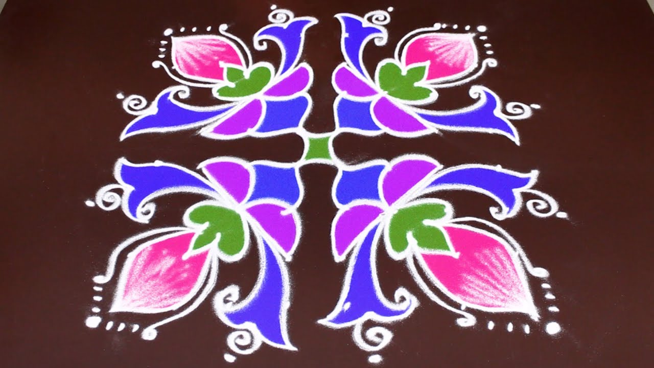Diwali Rangoli Designs | Easy Rangoli for Beginners | with 8x8 dots ...