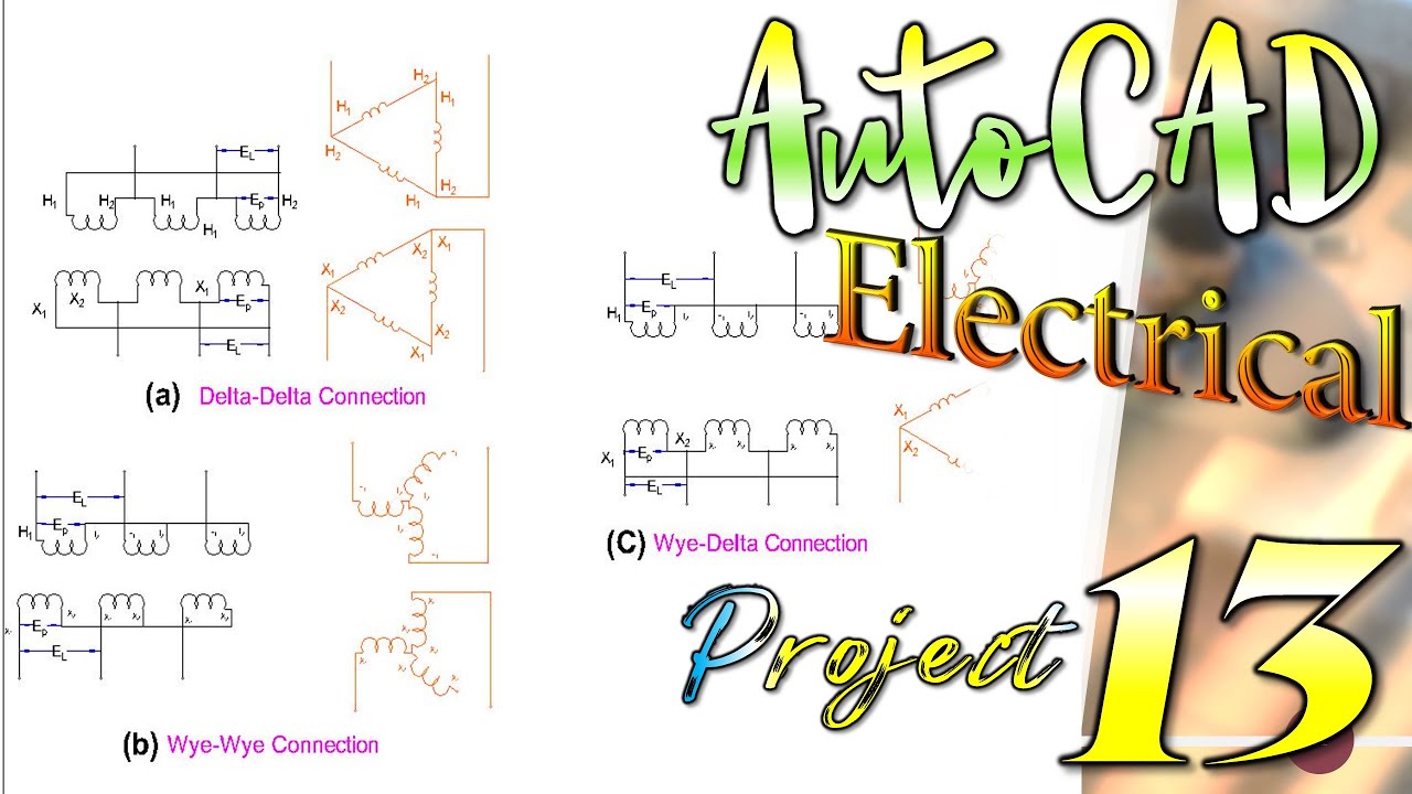 Three phase Transformer connection Delta Delta connection with AutoCAD ...
