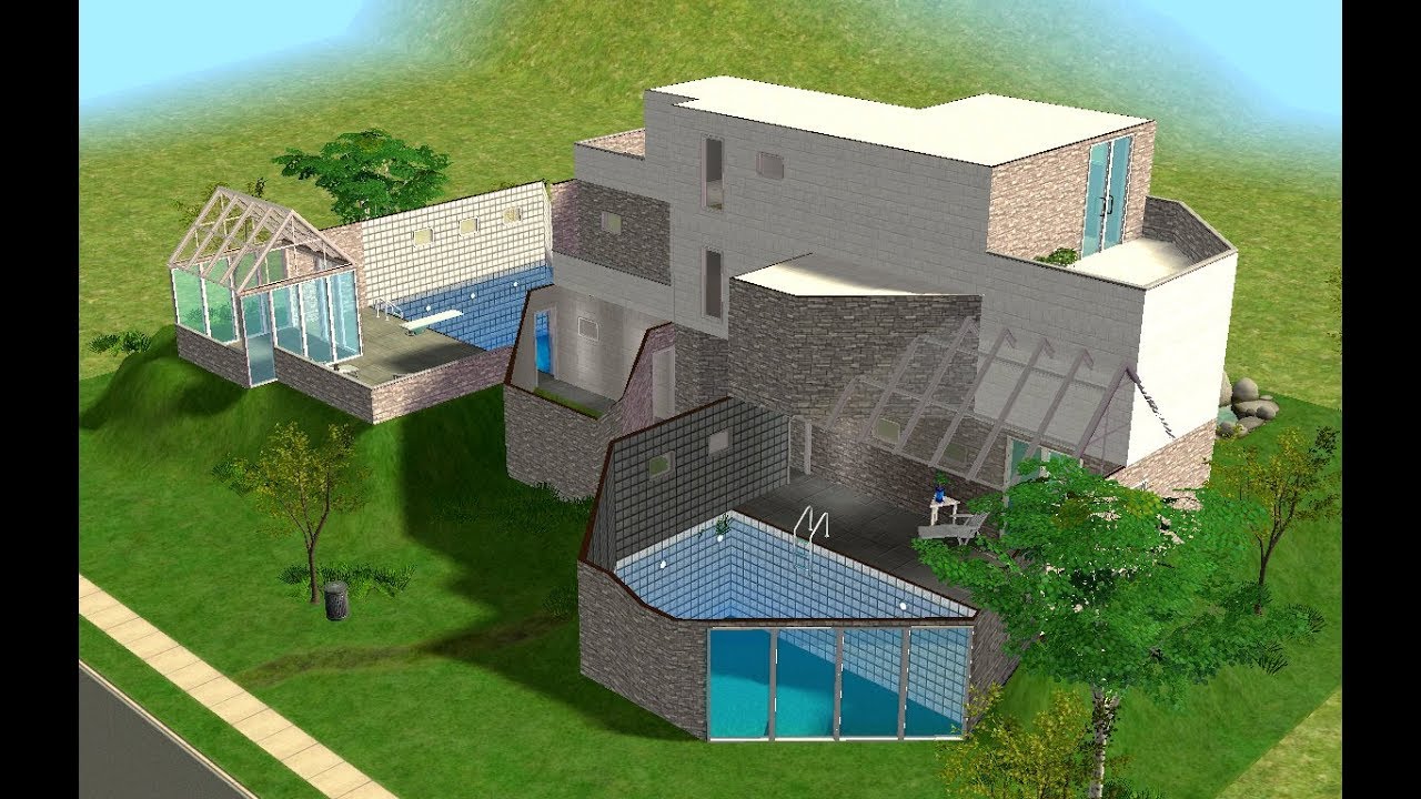The Sims 2 ♢ Modern Glass Pool House ♢ - YouTube