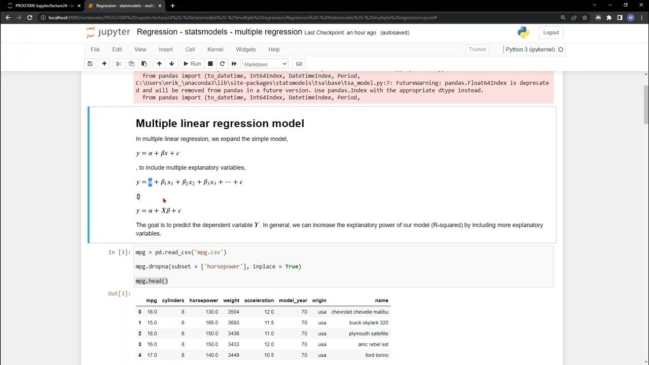 python - multiple regression with statsmodels - YouTube