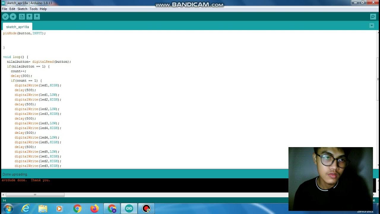 Arduino Uno - Tutorial LED Berjalan Menggunakan 1 Tombol/Push Button ...