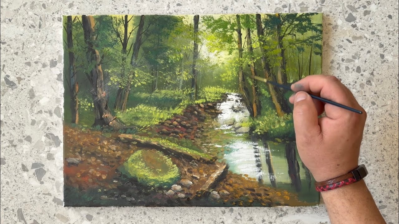 Forest Stream Oil Painting - Full Process - YouTube