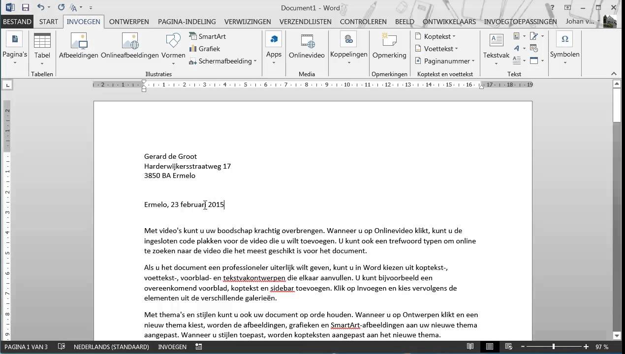 Datum invoeren in Word - YouTube