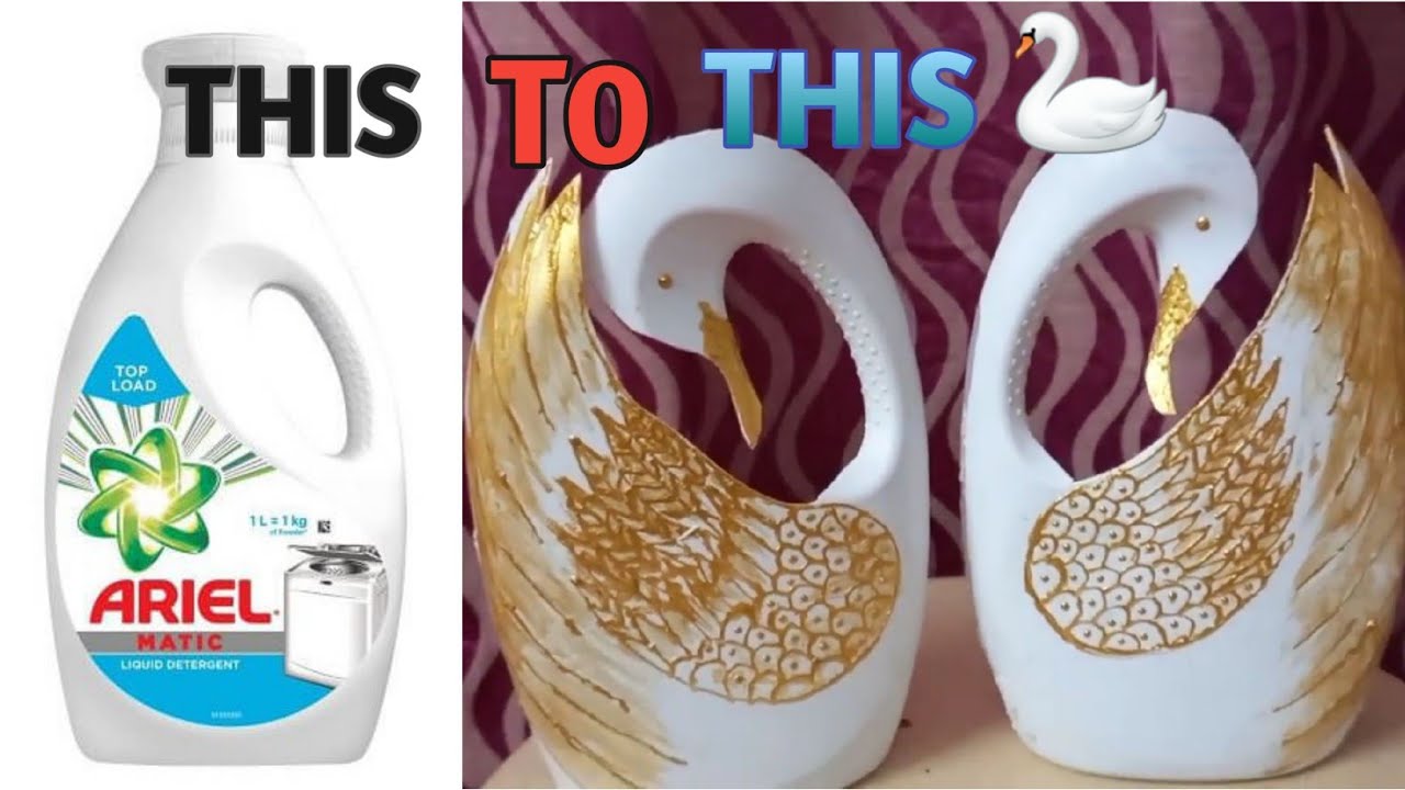 Swan Decor Piece using Liquid Detergent Bottle/Waste material craft ...