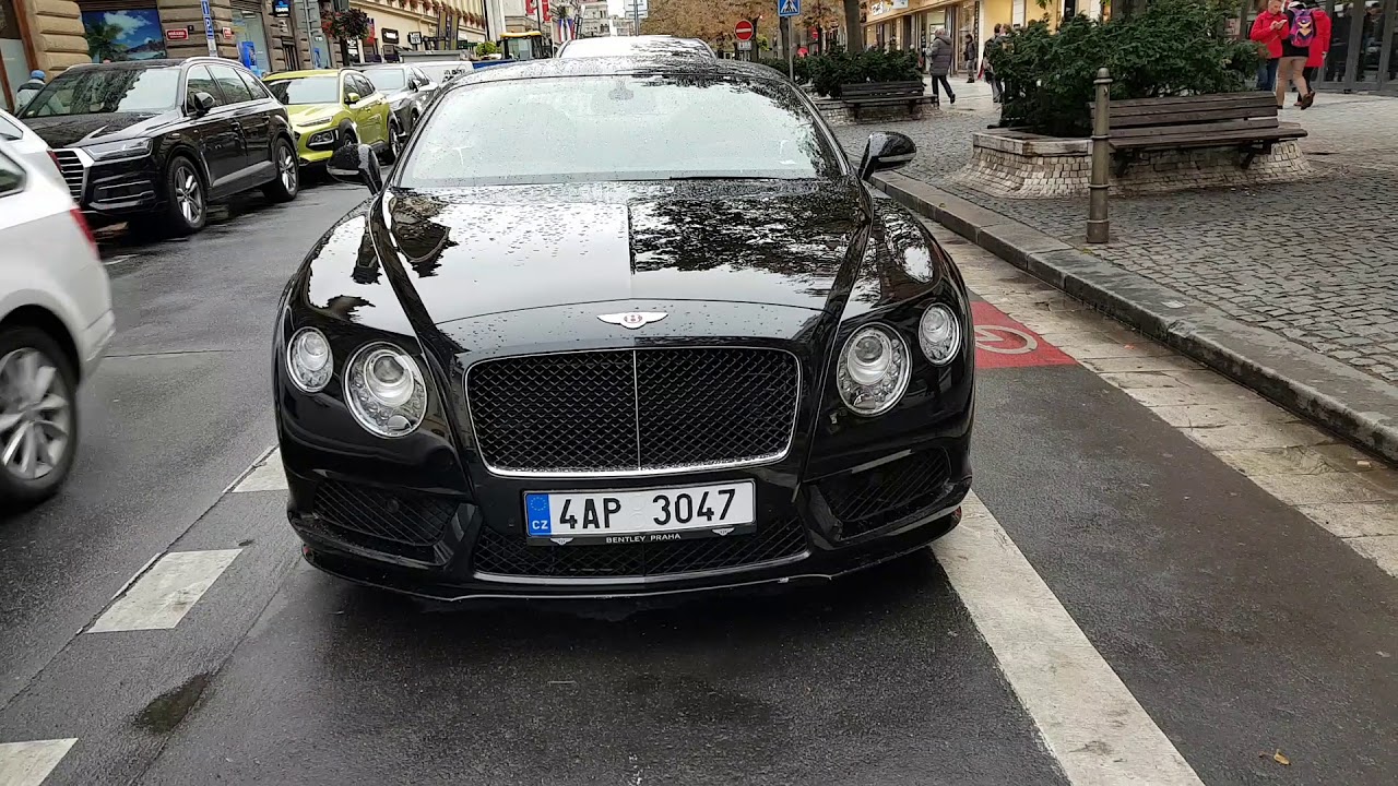 Black bentley continental gt v8s in Prague czech republic - YouTube