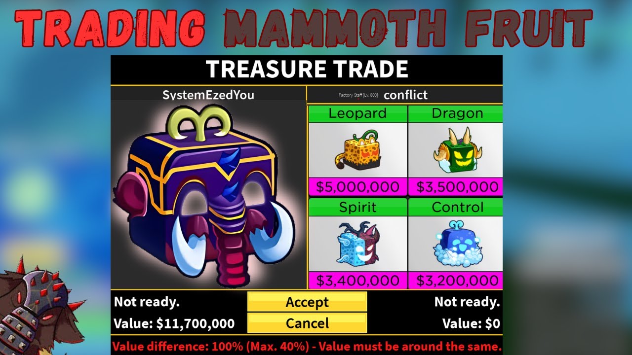TRADING The MAMMOTH FRUIT (Blox Fruit) - YouTube