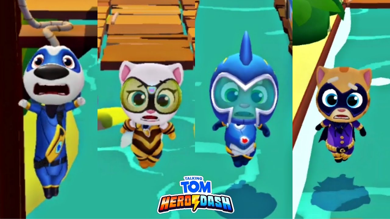 Talking Tom Hero Dash - Angela, Tom, Ginger, Hank - Full screen ...