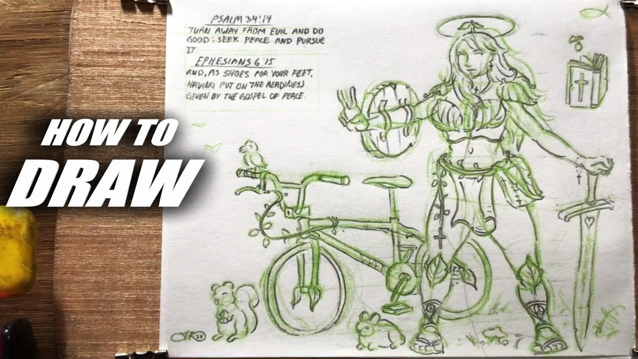 How To Draw A Paladin Knight Plant Biker (Concept Art Character Design ...