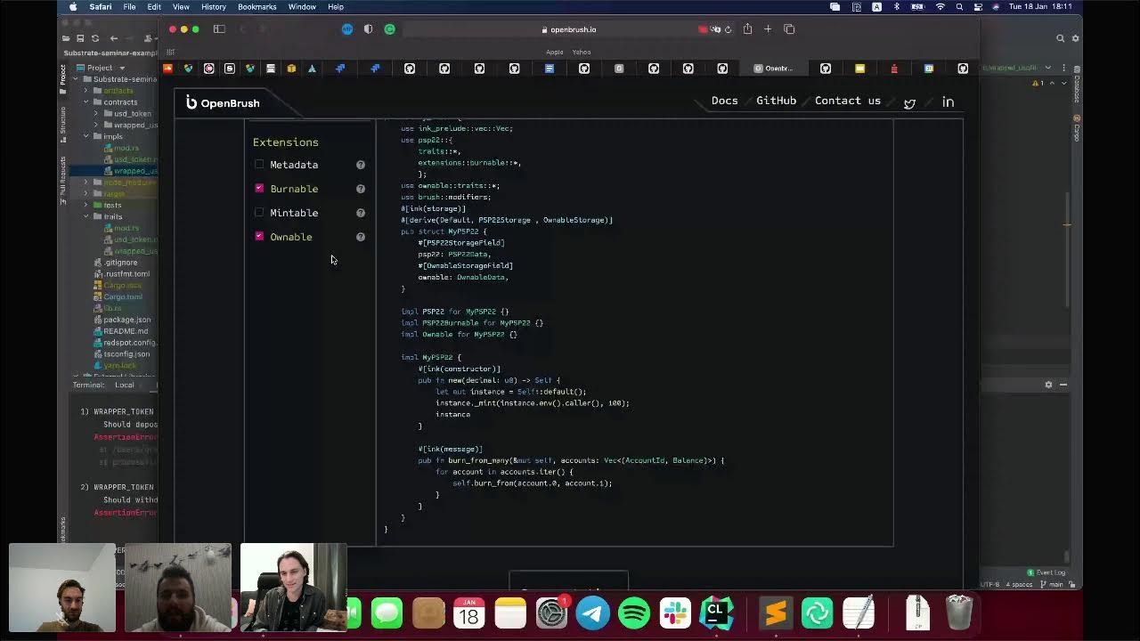 OpenBrush, the OpenZeppelin for ink! smart contracts | Substrate Seminar - YouTube