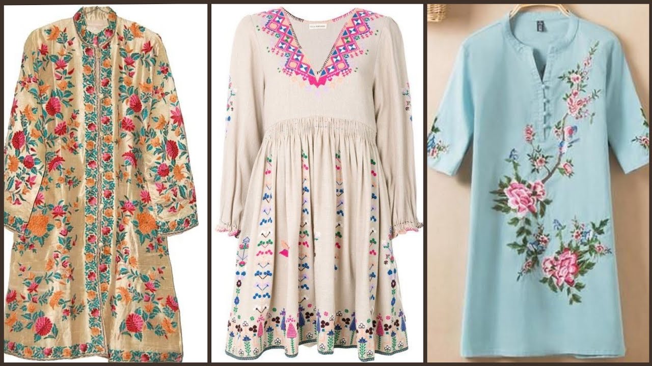 50+ Unique & Trendy Embroidered Shirts & Top Designs/Tunic Top With ...