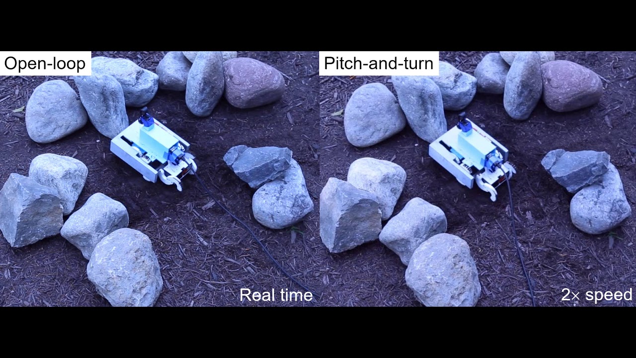 Cuboidal robot moving in natural cluttered terrain using open-loop gait ...