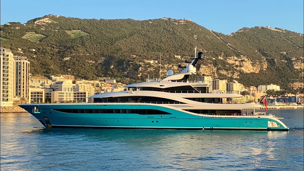 77m Superyacht GO built by Turquoise Yachts docking in Gibraltar - YouTube