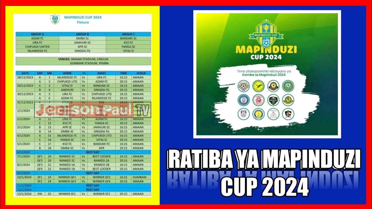 RATIBA YA MAPINDUZI CUP 2024 || SIMBA SC, YANGA SC, AZAM FC, APR FC ...