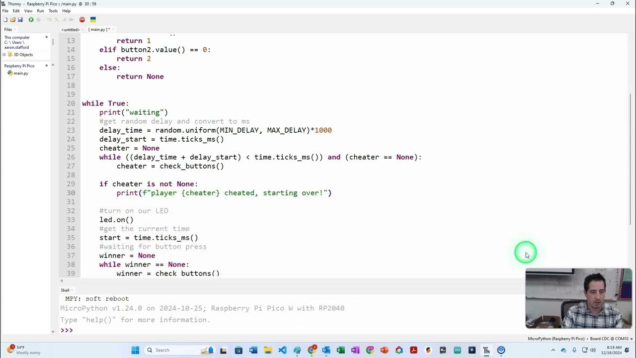 micropython - reaction time game, prevent cheating! - YouTube