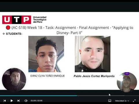 Week 18 - Task: Assignment - Final Assignment - “Applying to Disney- Part II - YouTube