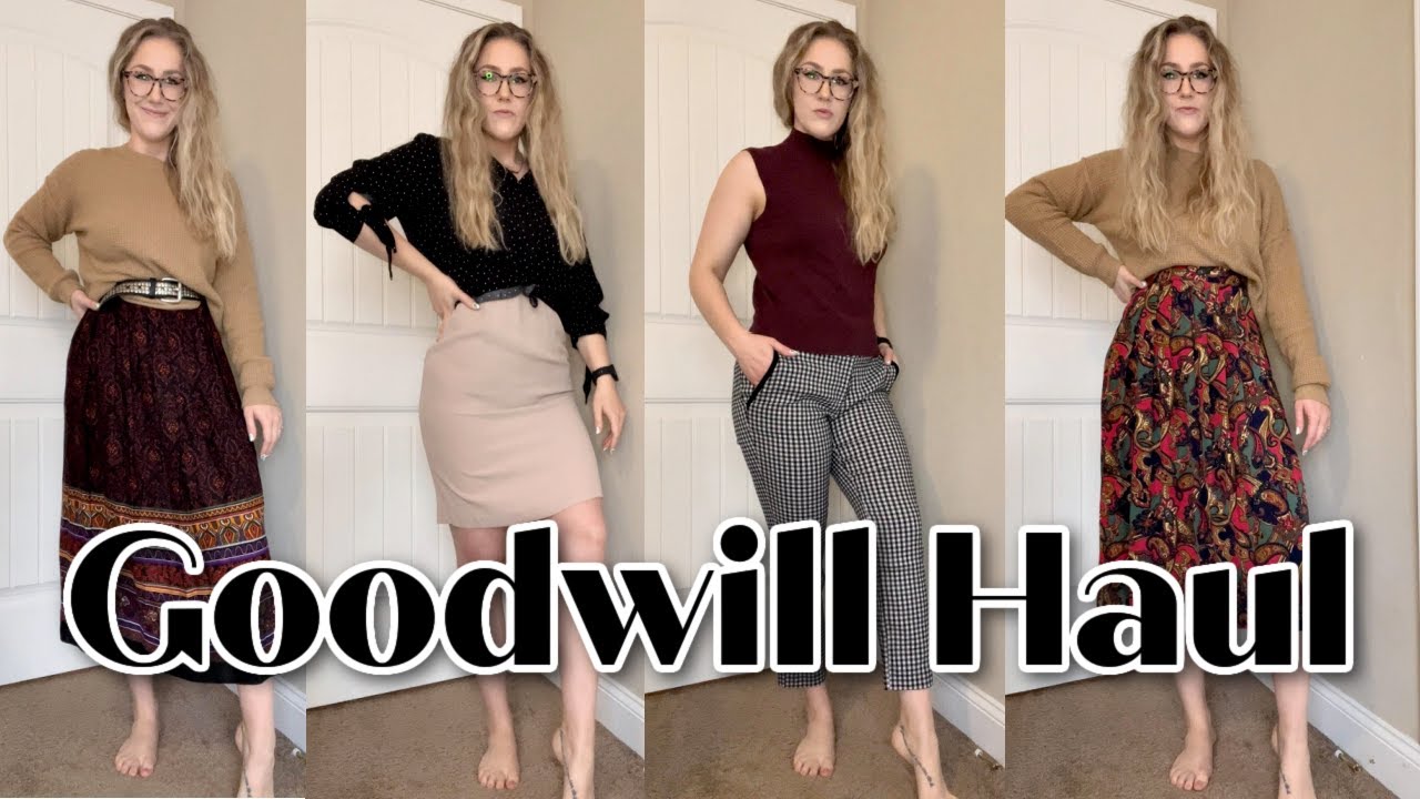 HUGE goodwill clothing haul & try on - YouTube