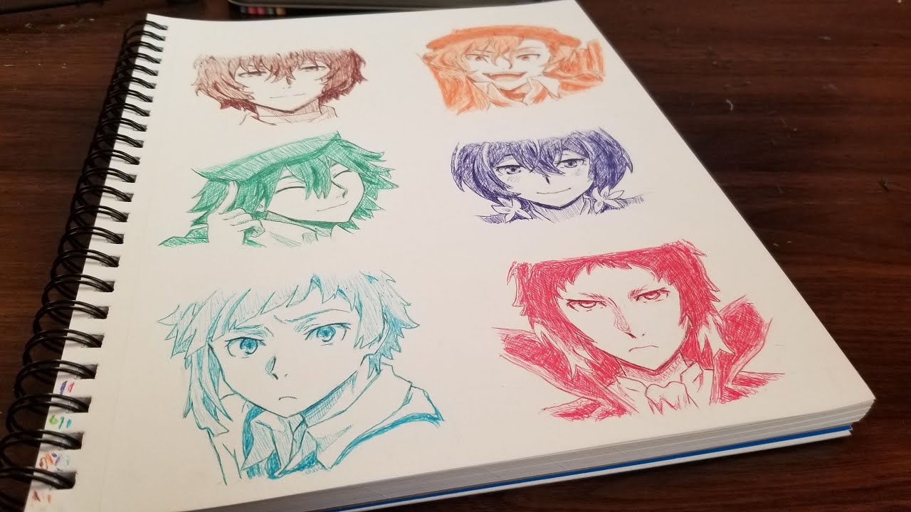 Drawing Bungou Stray Dogs Characters (Dazai, Chuuya, Ranpo, Kyouka ...