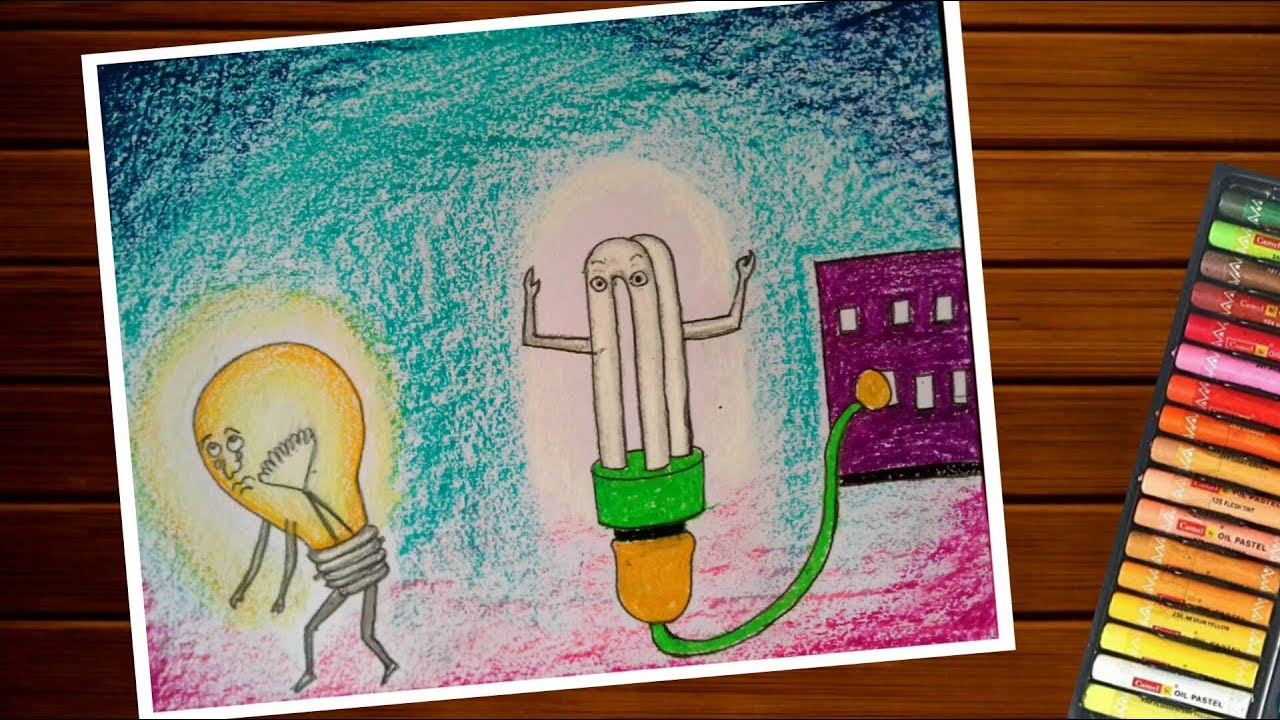 SAVE ELECTRICITY DRAWING BY PASTELCOLOR||SAVE ENERGY||URJA BACHAO - YouTube