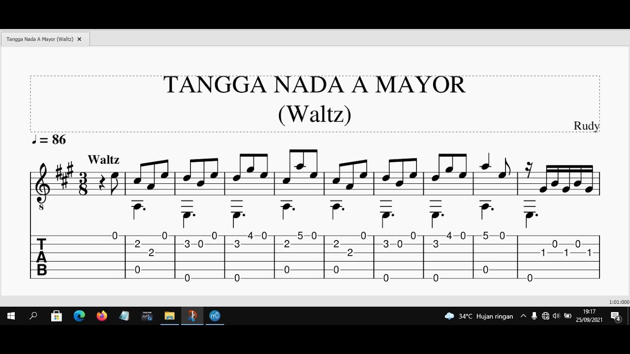 Tangga Nada A Mayor (Waltz) Not Balok & TAB - YouTube