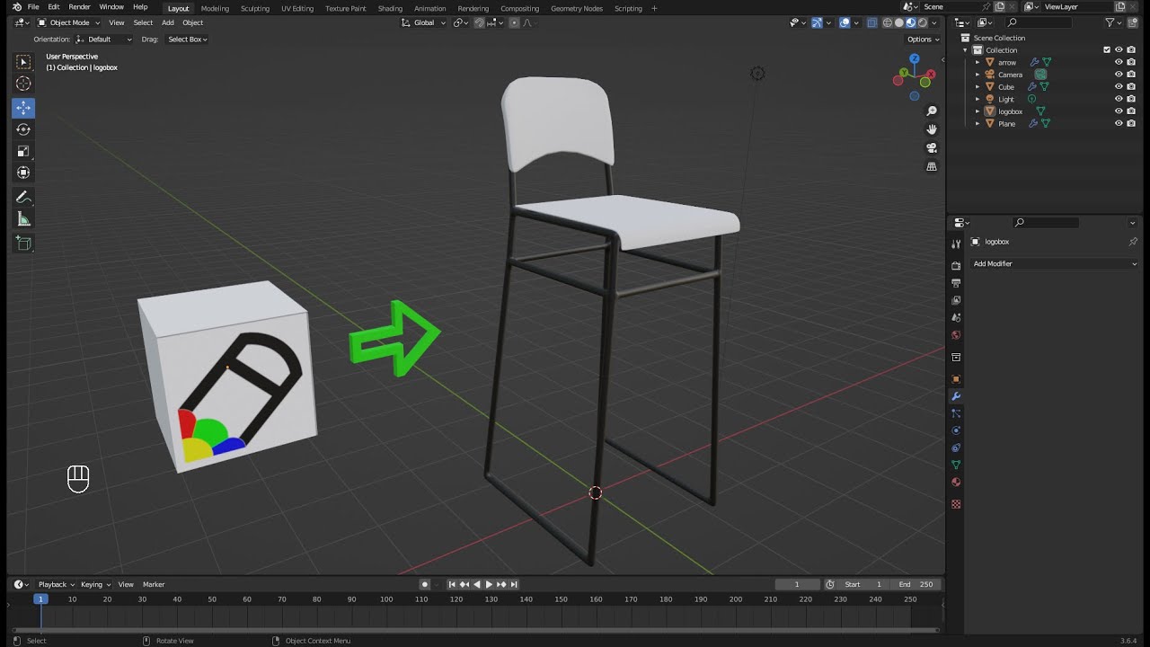 Blender Animate 3d : Model EP-84 : Chair : เก้าอี้ - YouTube
