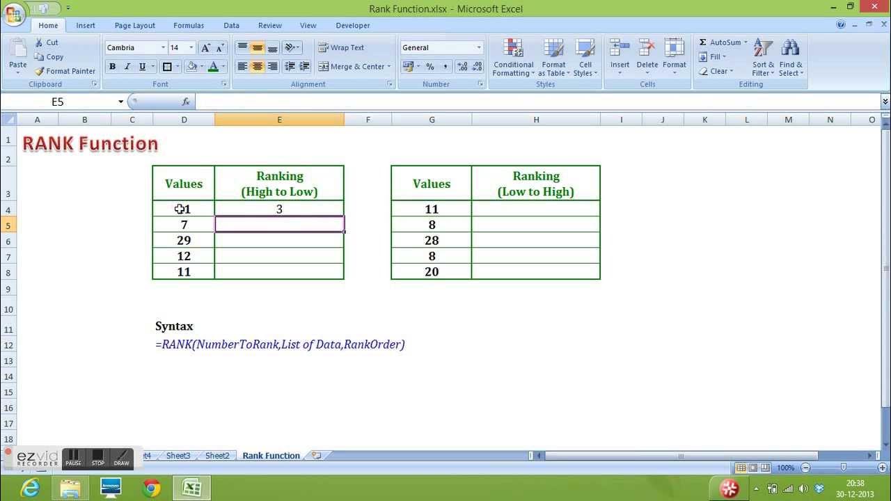 RANK Function : How to use Rank Function for Ascending and Descending ...