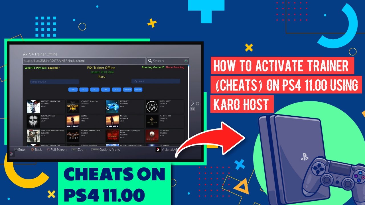 How to Activate Trainer (Cheats) On PS4 11.00 Using Karo Host | PS4 ...
