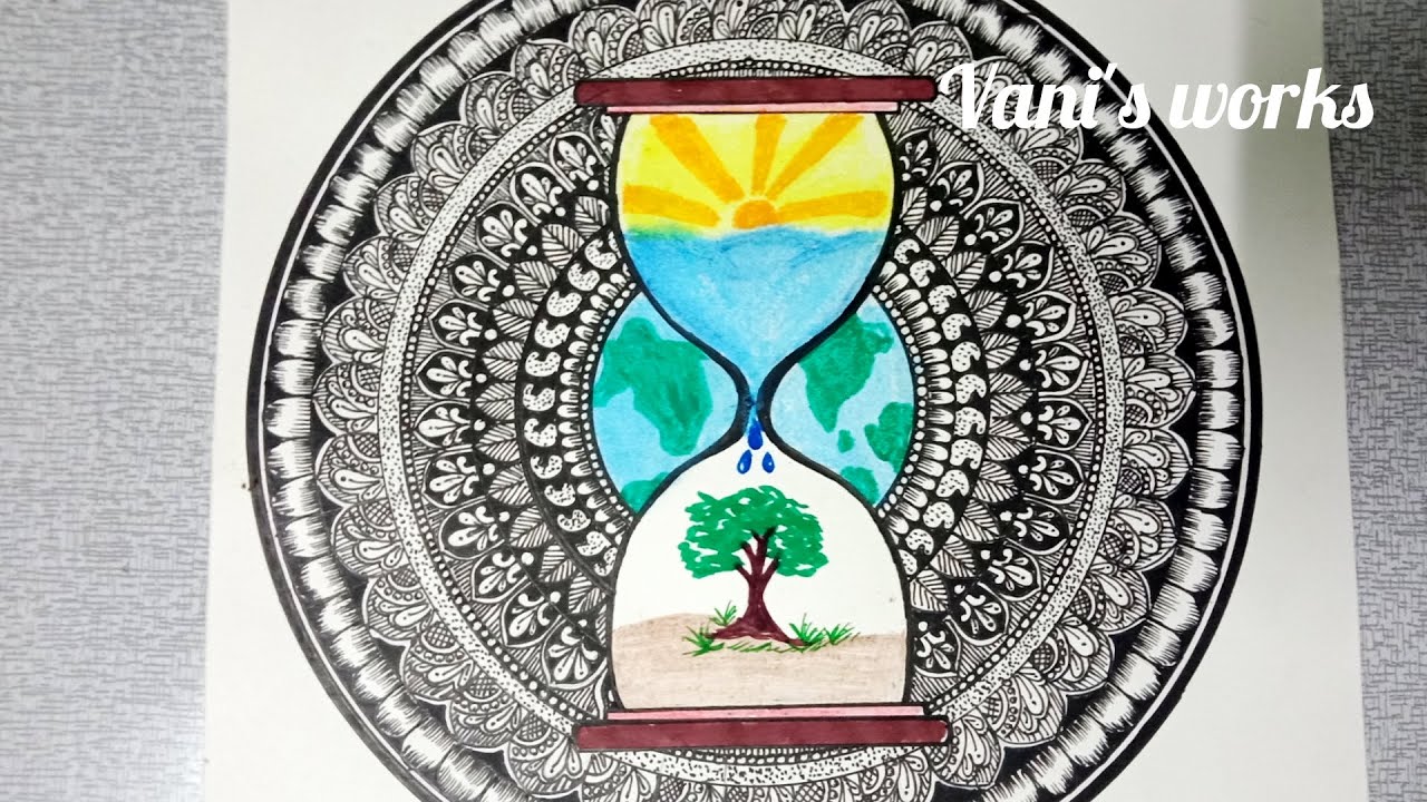 How to draw Mandala Art step by step | Water conservation Drawing with ...