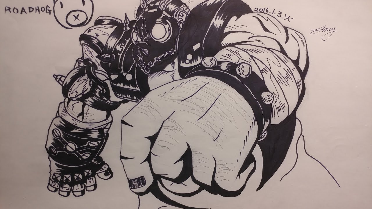 로드호그 그리기 (Drawing Roadhog) - YouTube