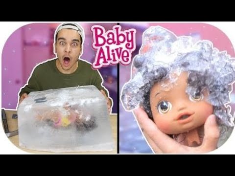 BABY FROZEN IN GIANT ICE BLOCK! Baby Alive Baby Go Bye Bye TOY REVIEW ...