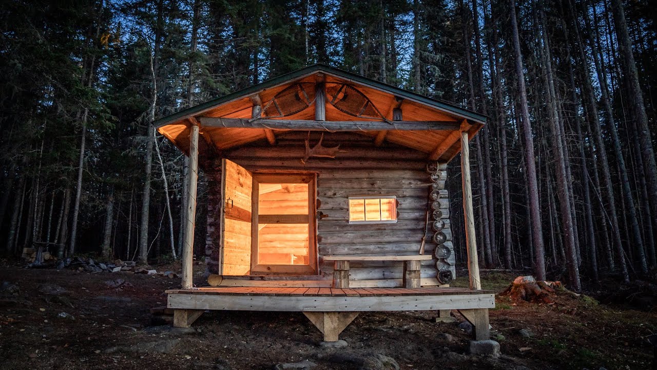 Alone at a Rustic Off-Grid Log Cabin in the Wilderness | Grouse Hunting ...