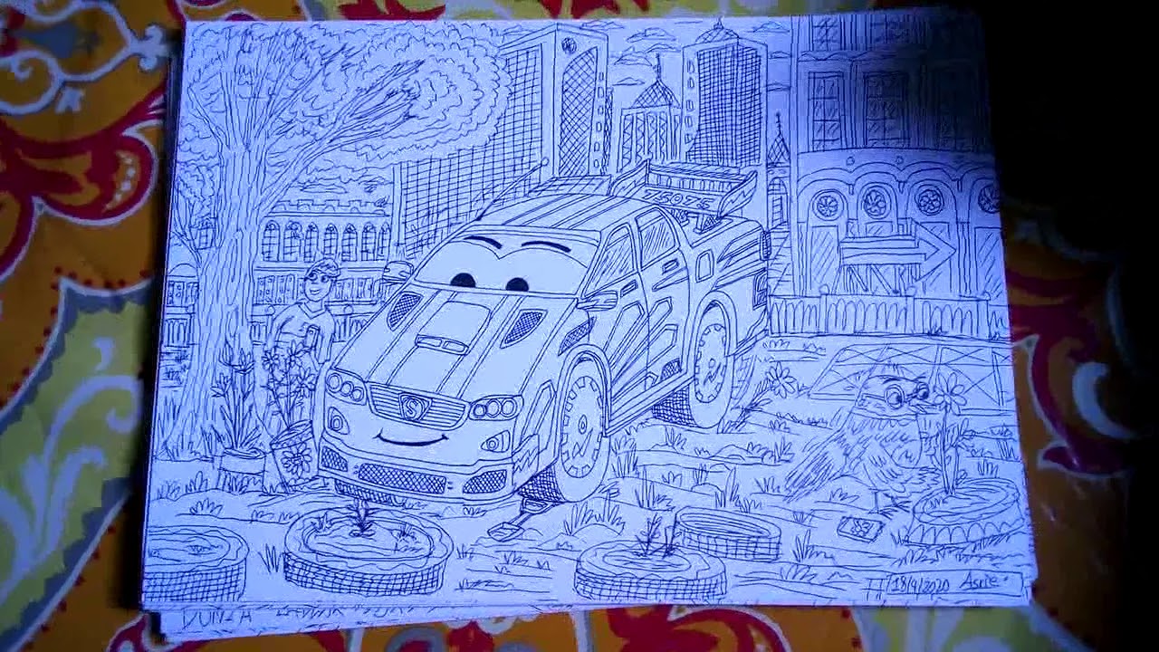 LUKISAN CARTOONS MINI DALAT.. - YouTube