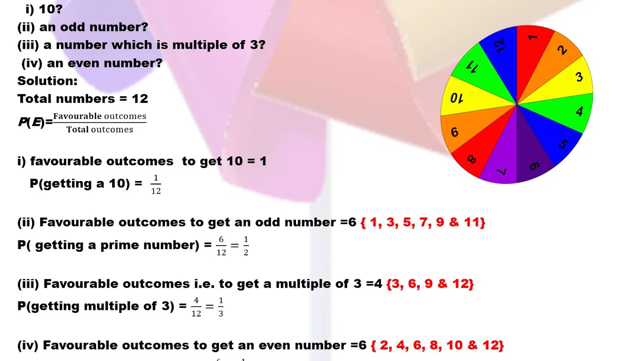 probability class 10 spinner problem part 7 - YouTube