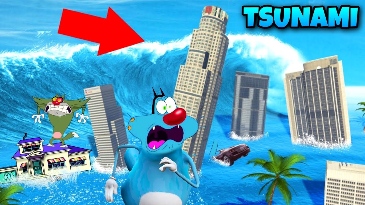 Oggy Try To Survive From Biggest TSUNAMI WAVE In Roblox With Jack - YouTube