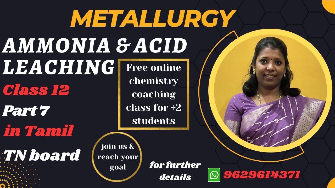 Metallurgy Class 12 | Ammonia & Acid Leaching | Part 7 | in Tamil | TN ...