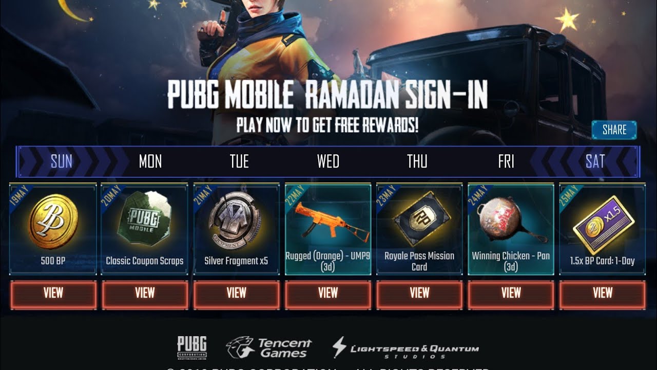 PUBG MOBILE RAMADAN SIGN-IN event gun Skin and free clothes - YouTube