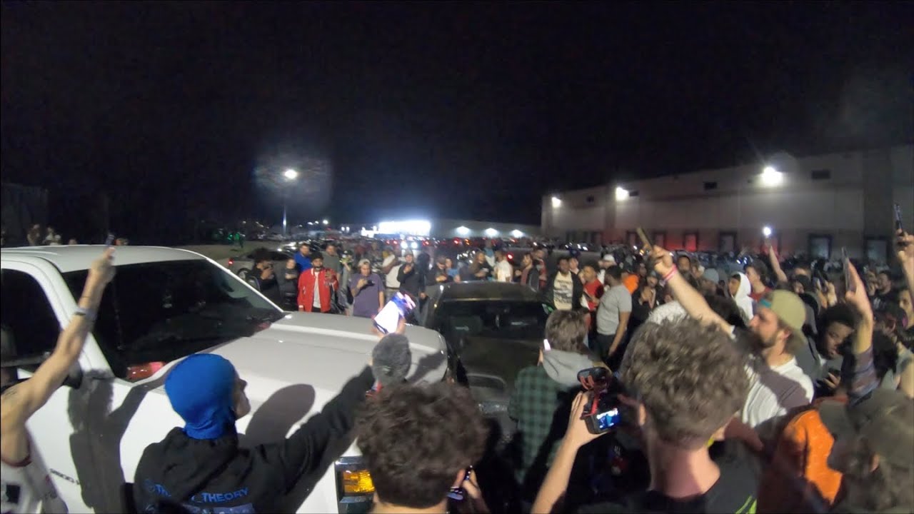 Hellcat wrecks at wild car meet!! - YouTube