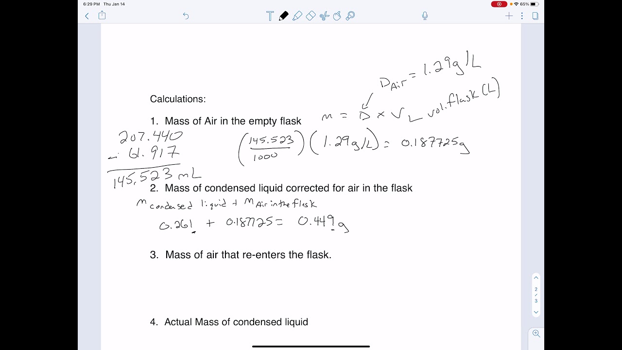 Calculations for Dumas Method Lab - YouTube