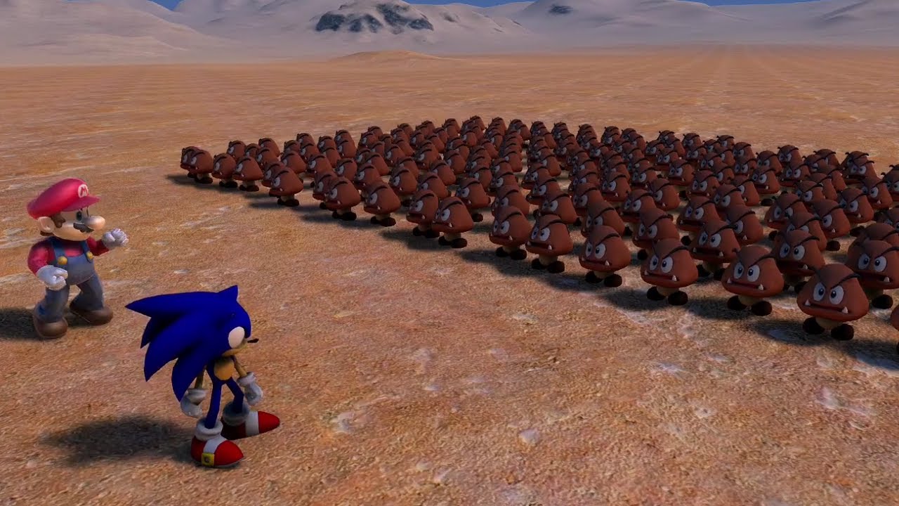 Sonic & Mario vs 200 Goombas UEBS Ultimate Epic Battle Simulator - YouTube