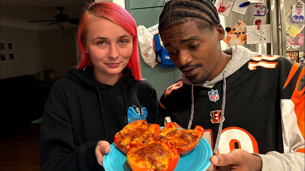 STUFFED BELL PEPPERS MUKBANG - YouTube