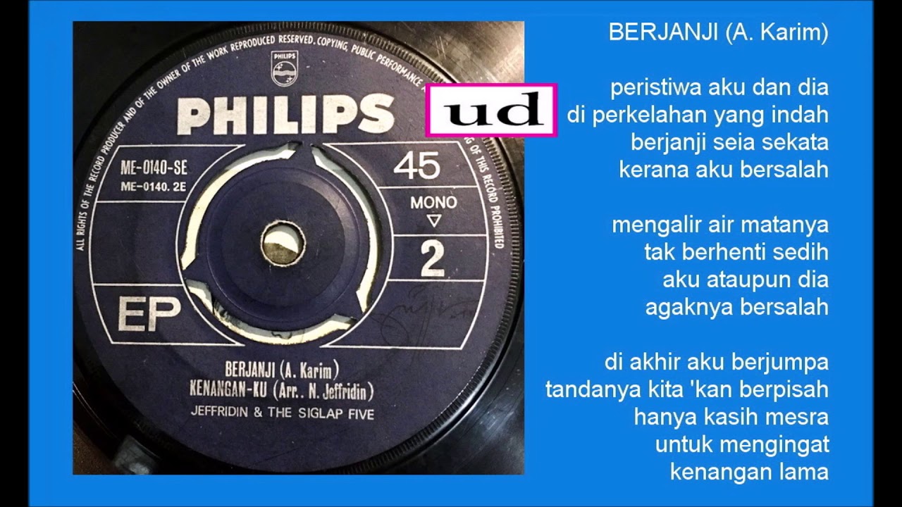 Jeffridin & The Siglap Five - Berjanji (A. Karim) - awal 1966 - YouTube